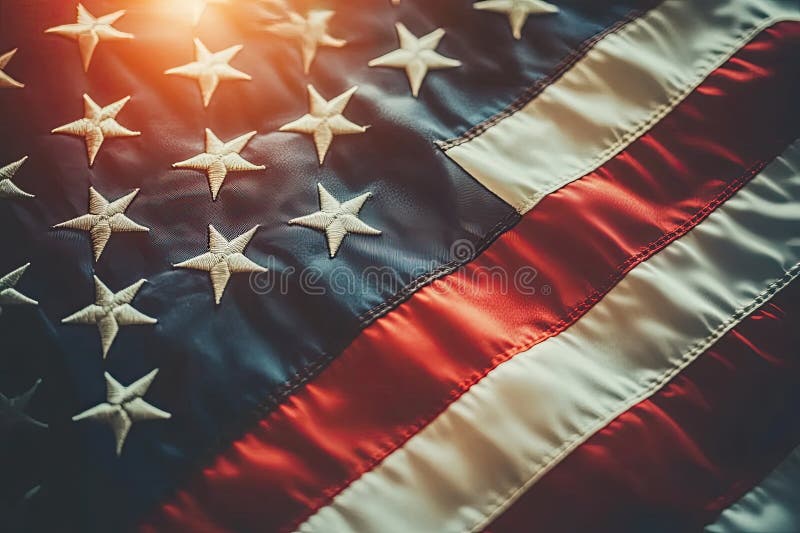 The Shadow of an American Flag is Beautifully Cast on a Brick Wall ...