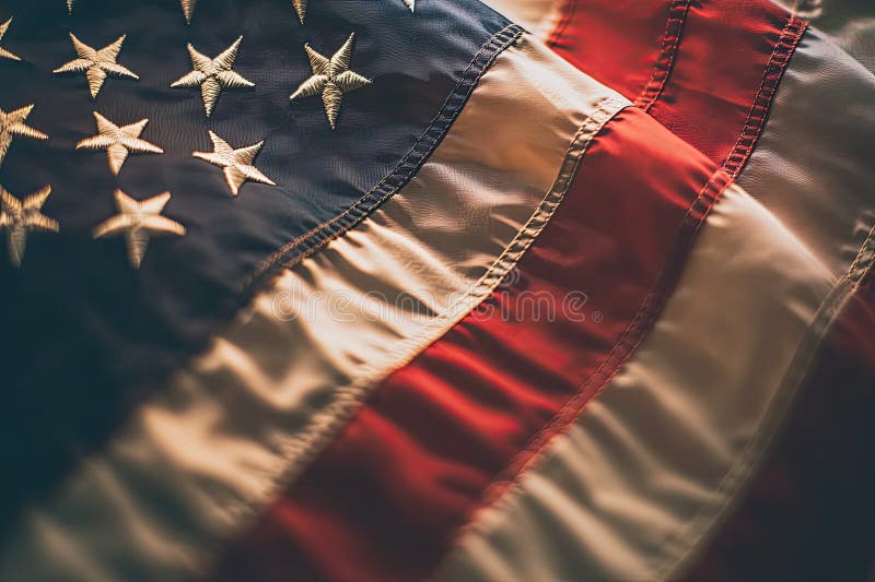 The Shadow of an American Flag is Beautifully Cast on a Brick Wall ...