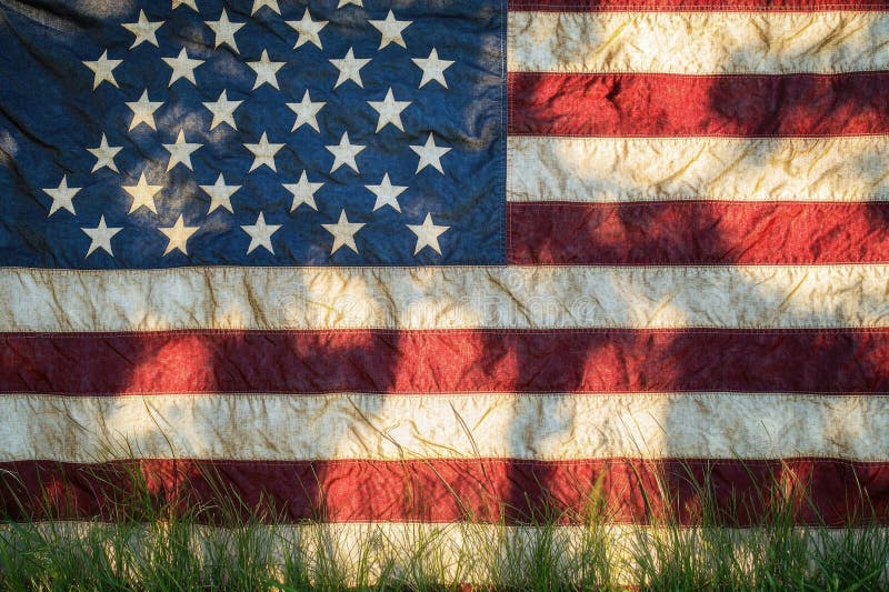 The Shadow of an American Flag is Beautifully Cast on a Brick Wall ...
