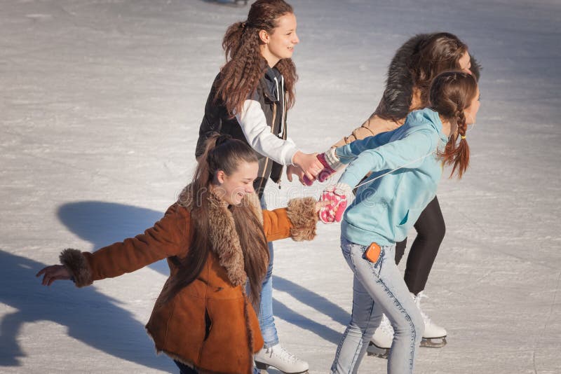 Shadow Background of Group of Teenagers on the Ice Stock Image - Image ...