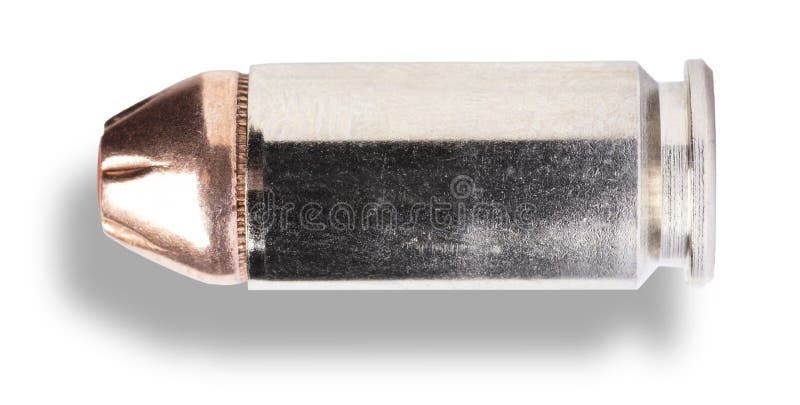 Shadow Behing 40 Caliber Pistol Ammo with Silver Case Stock Image ...