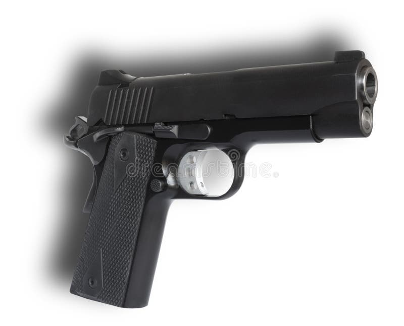 Shadow Behind a 1911 Semi Auto Handgun Stock Image - Image of grey ...