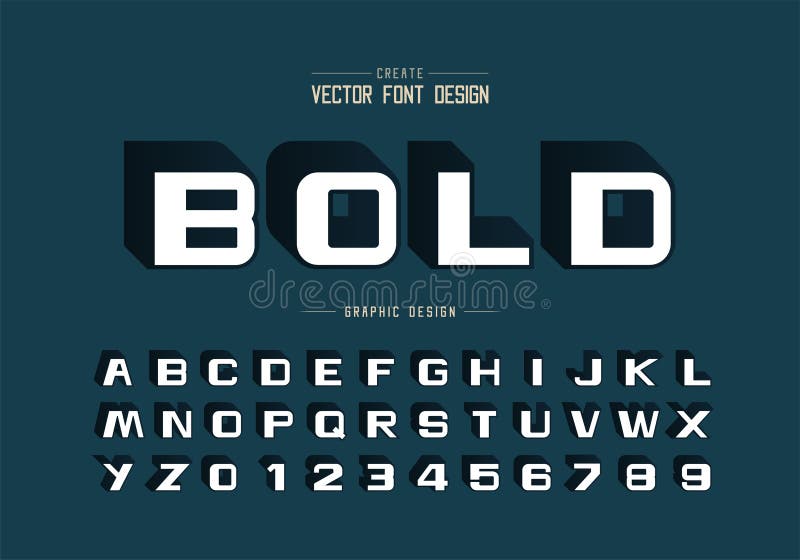 Shadow Bold Font and Alphabet Vector, Design Typeface Letter and Number ...