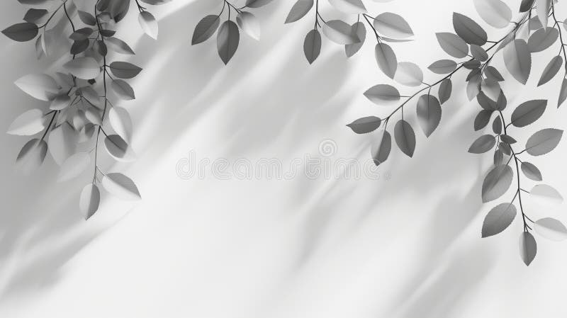 Shadow of a Branch with Leaves on a White Wall Stock Image - Image of ...