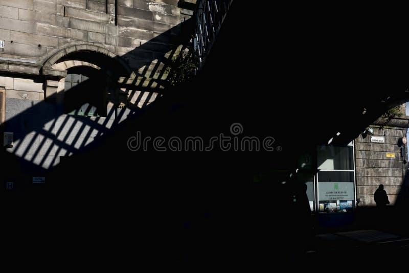 The shadow of the bridge stock photo. Image of monochrome - 200475624