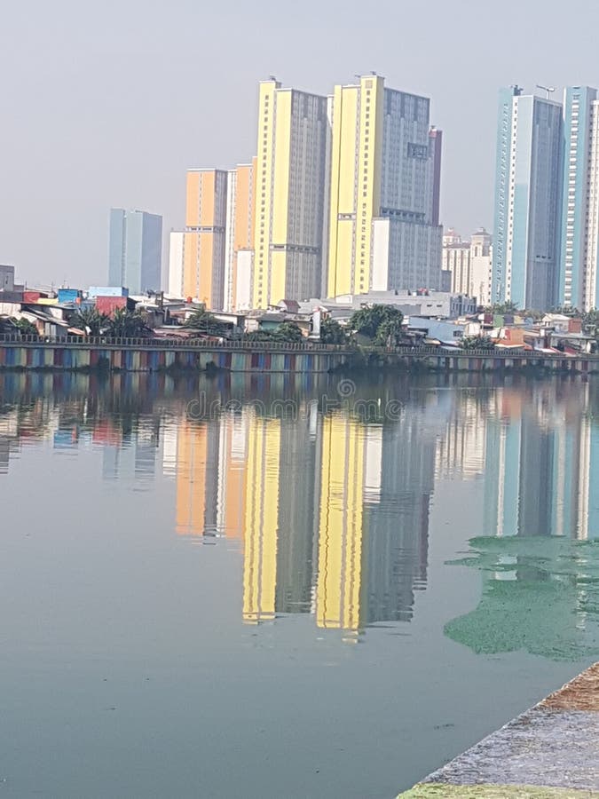 Shadow building in river stock image. Image of city - 201368877