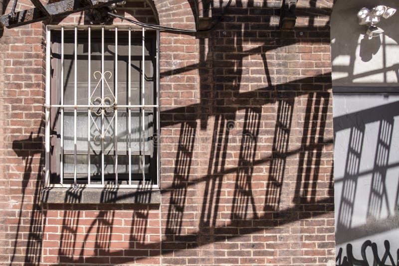 Shadow on building stock photo. Image of ladder, steel - 71369030