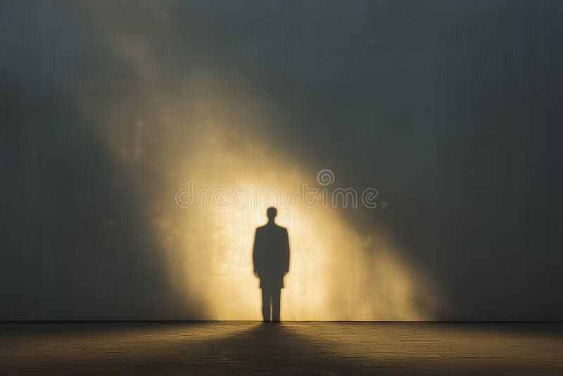 Shadow of Businessman is Cast on Wall, Creating Striking Visual Effect ...
