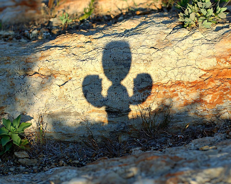 A Cactusâ€™s Shadow Forms Patterns on Golden Desert Sand. Stock ...