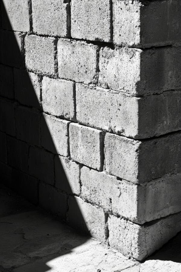 Shadow Cascading on Textured Brick Wall in Bright Sunlight Stock ...