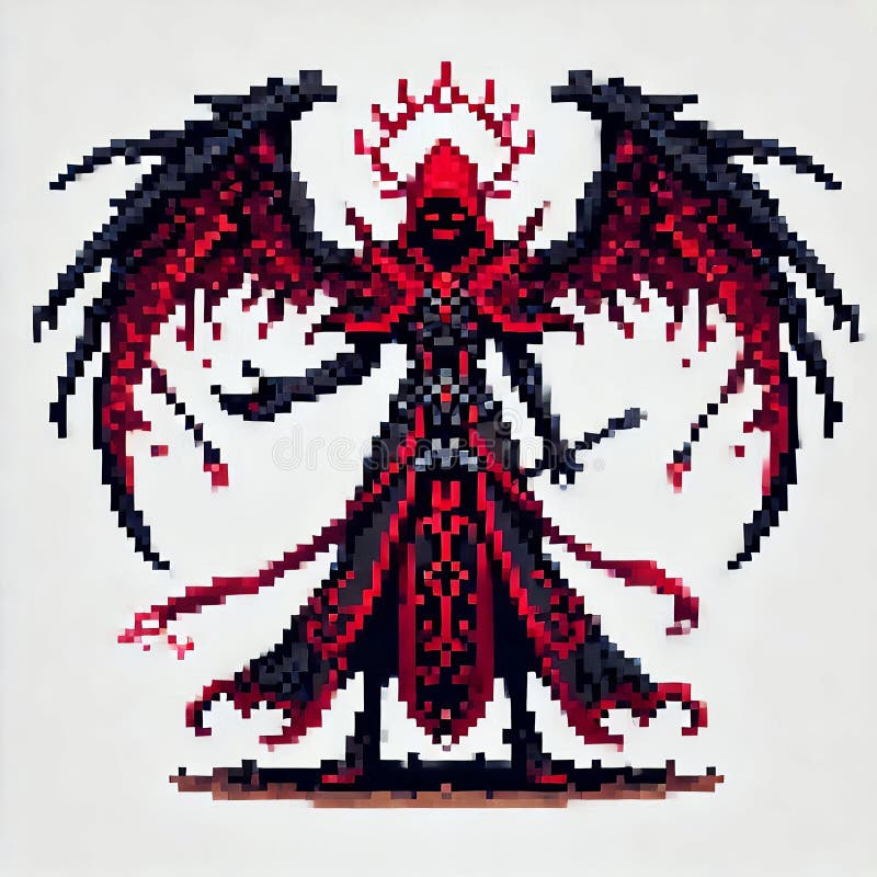 Shadow Caster with Fiery Wings Stock Illustration - Illustration of ...