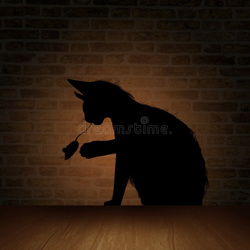 Shadow of cat with mouse stock illustration. Illustration of cats ...
