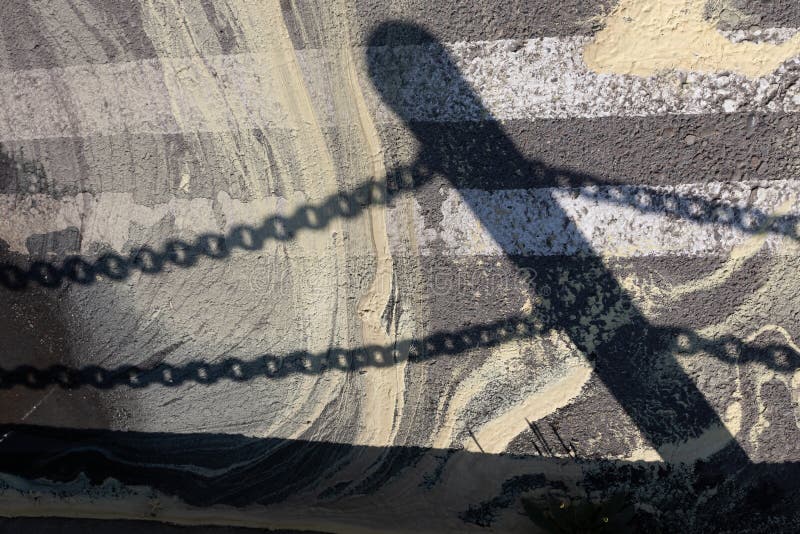 Shadow from the Chain Fence on the Asphalt Stock Photo - Image of ...