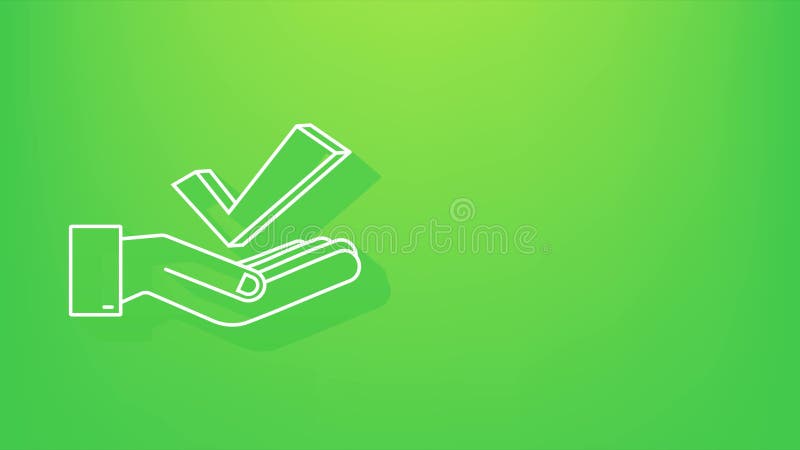 Shadow Check Mark Hanging Over Hands. Green Approved Star Sticker Stock ...