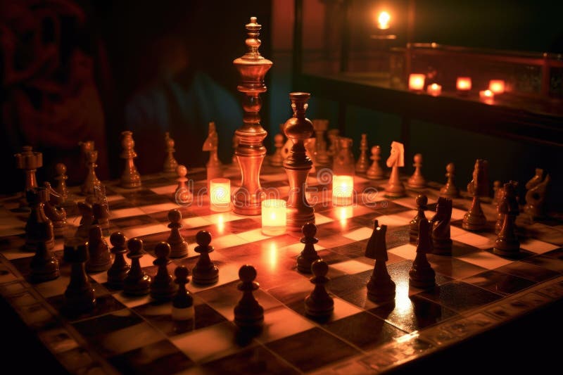 Shadow of Chess Pieces Projected Onto the Board, Creating a Dramatic ...