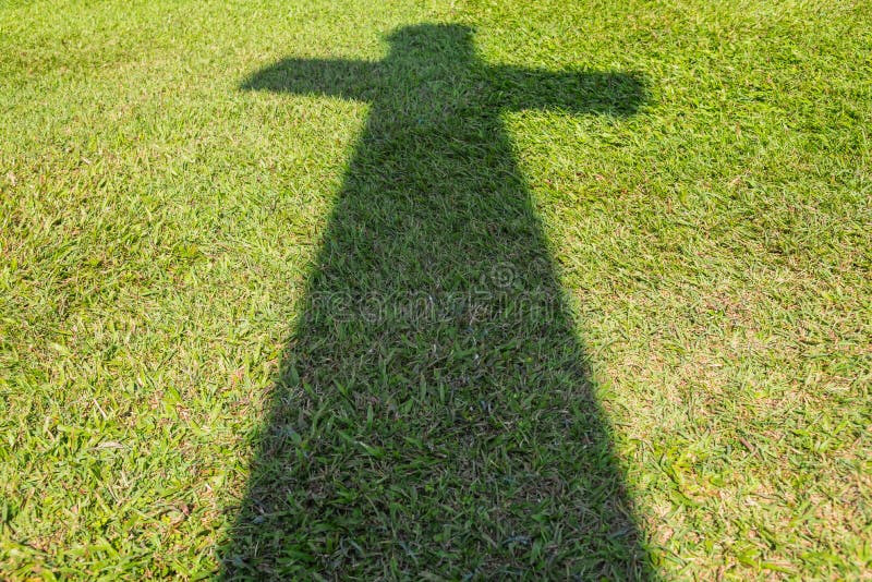 Shadow of Christian Cross on Green Grass Floor Stock Image - Image of ...