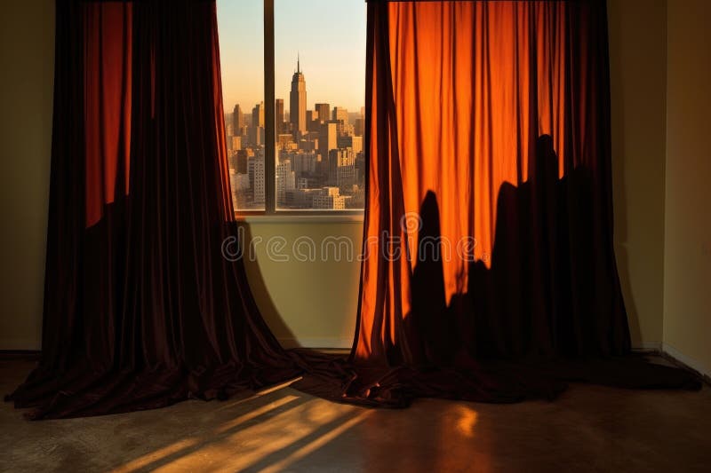 Shadow of City Skyline Reflected on a Draped Curtain Stock Illustration ...