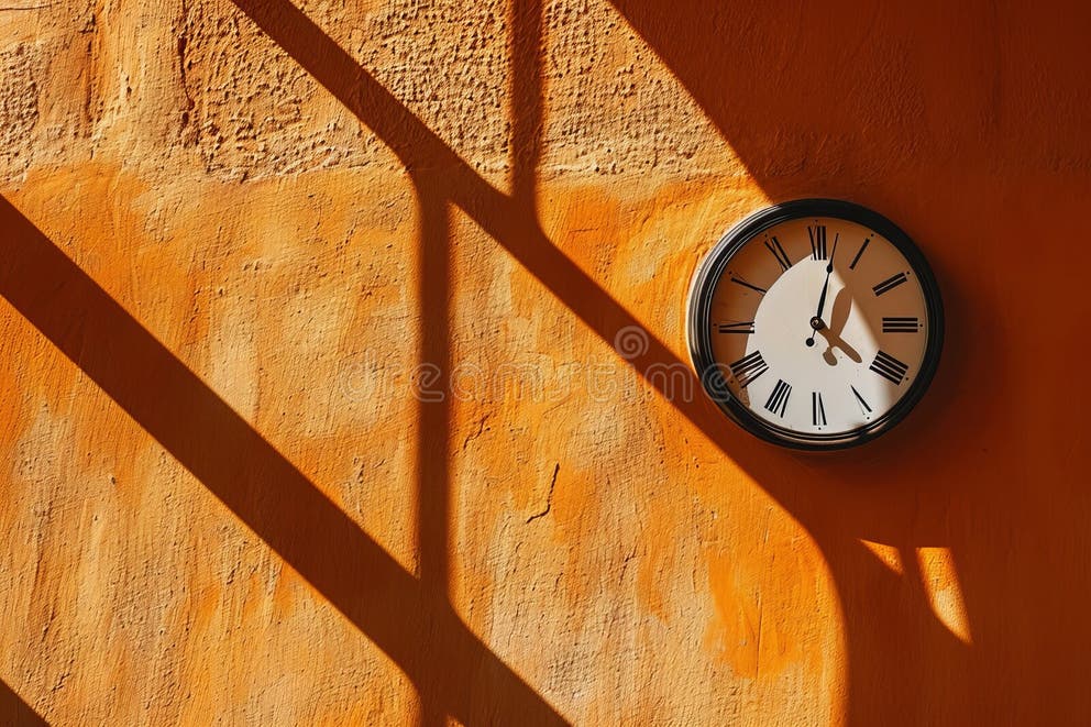 Shadow of Clock on Aged Wall, Generative Ai Stock Illustration ...
