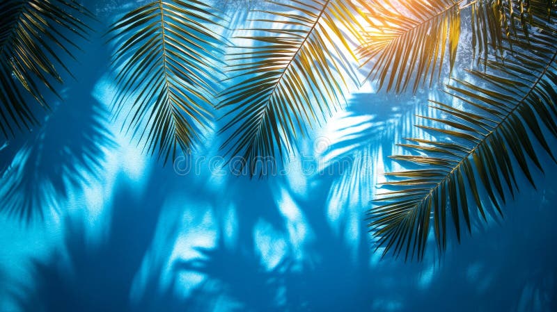 The Shadow of a Coconut Leaf is Cast Over a Swimming Pool Stock Image ...