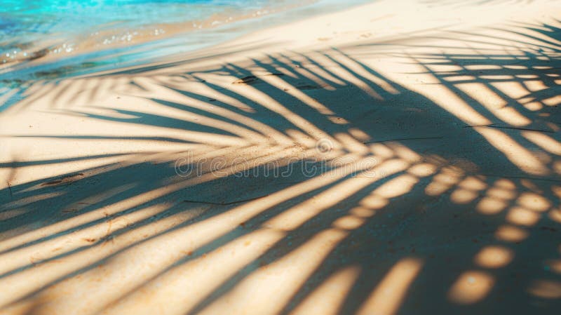 Shadow of Coconut Leaf on Clean Sand Beach Stock Photo - Image of ...