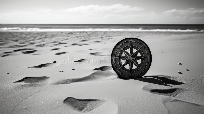 Shadow Compass Black and White Stock Illustration - Illustration of ...