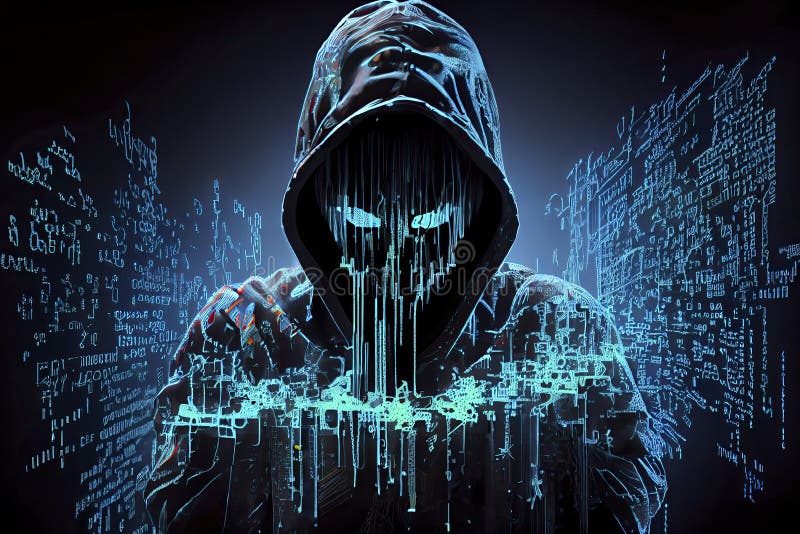 Shadow Crime on the Dark Web Internet Hologram of a Digital Hacker ...