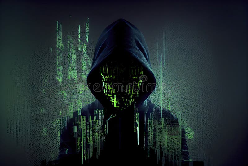 Shadow Crime On The Dark Web Internet Hologram Of A Digital Hacker Concealed Stock Illustration