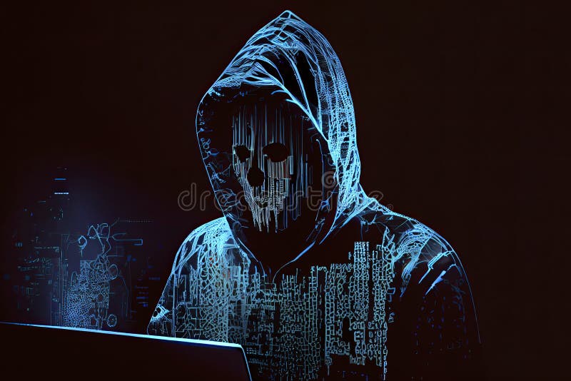 Shadow Crime on the Dark Web Internet Hologram of a Digital Hacker ...