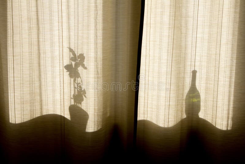 Shadow through the Curtains on the Windows Stock Photo - Image of ...