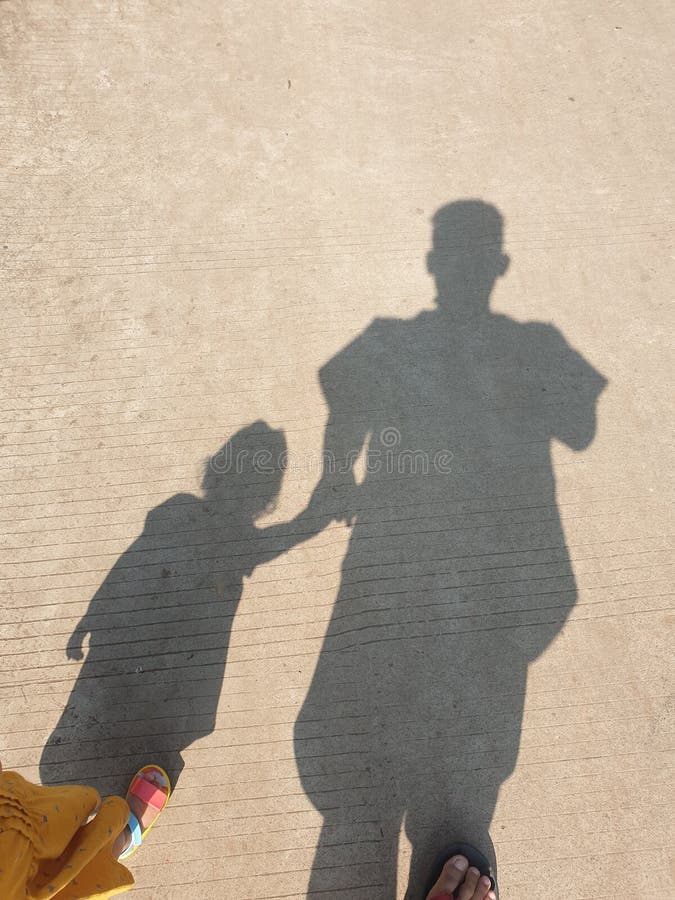 Shadow Dad and Daughter Together Stock Image - Image of blue, black ...