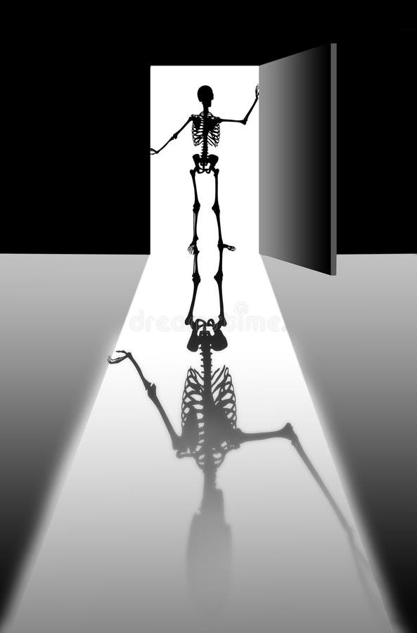 Skeleton Standing Beside Sign Or Border Stock Illustration ...