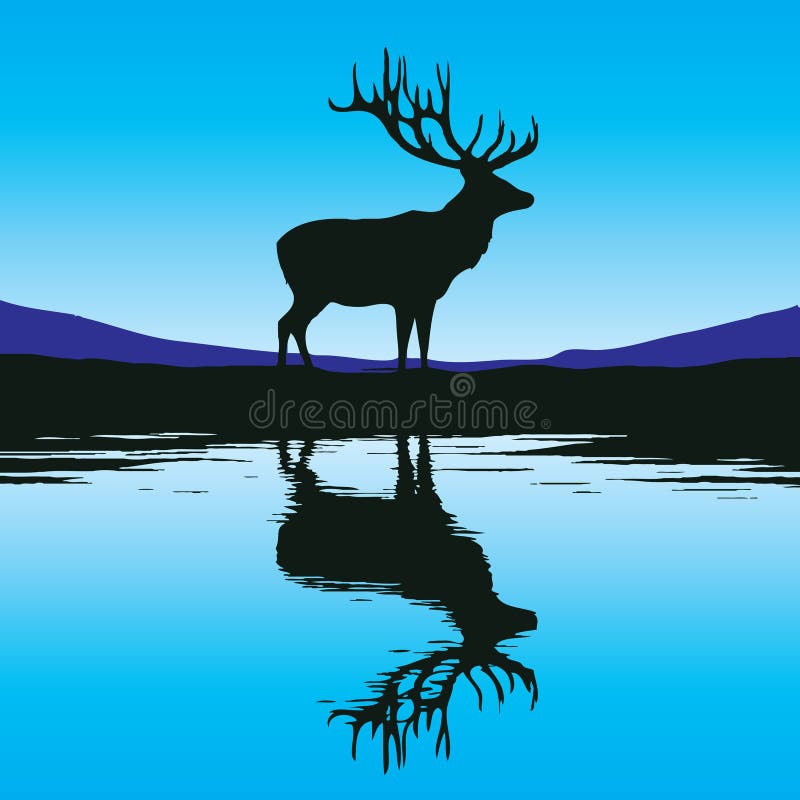 Shadow of a Deer Standing on the River Bank. Stock Vector ...