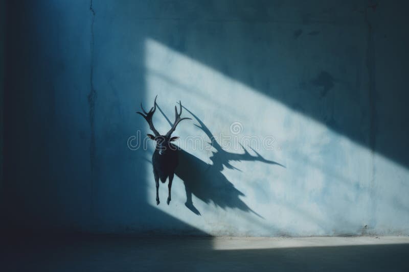 Shadow of a Deer on a Wall in an Empty Room Stock Illustration ...
