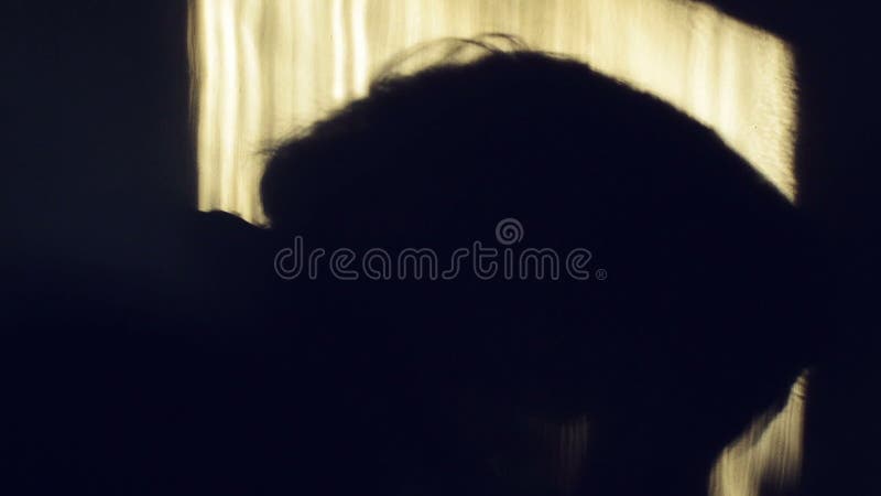 Shadow of Depressive Man on the Wall. Stock Footage - Video of person ...