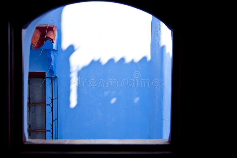 Shadow Detail by a Window with a Blue Wall Stock Photo - Image of ...