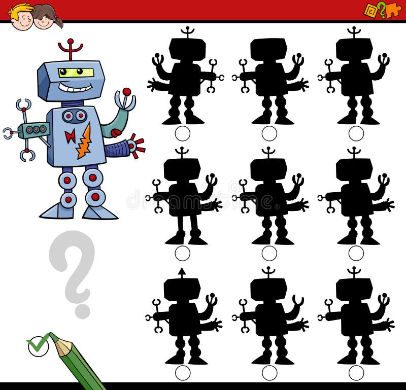 Shadow Differences Game with Robot Stock Vector - Illustration of ...
