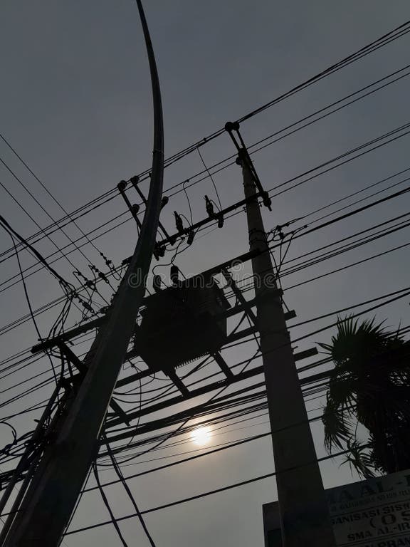 Shadow of Electric Pole with Wires Stock Photo - Image of light, shadow ...