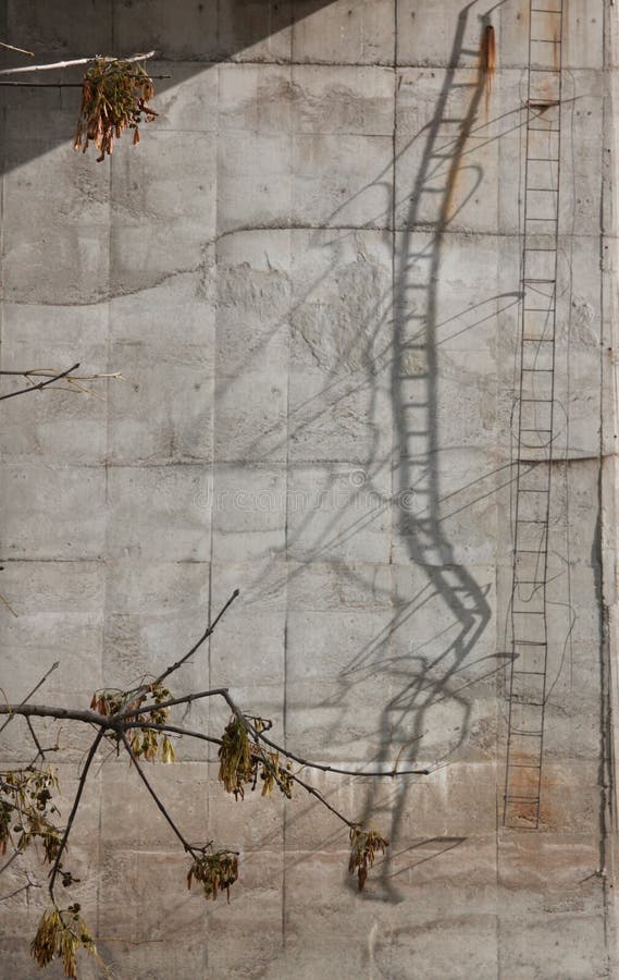 Shadow of Emergency Stairs at Bridge Stock Image - Image of bridge ...