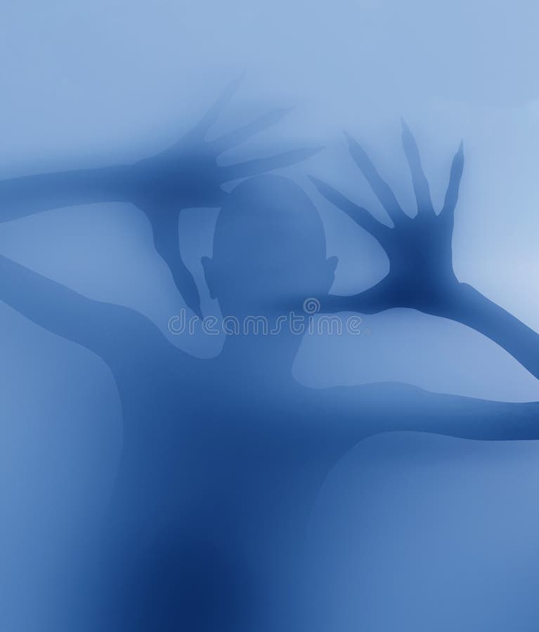 Shadow of an Evil Behind the Glass Windows Stock Illustration ...