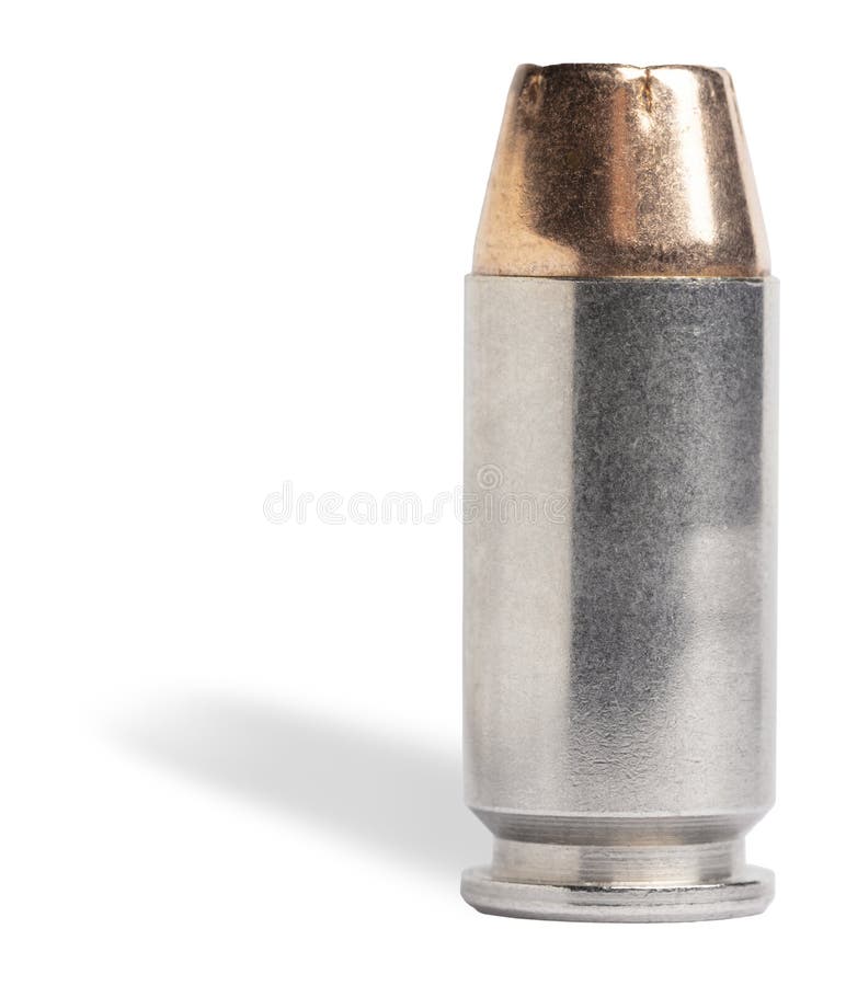 Shadow Falling Behijnd 40 Caliber Semi Auto Pistol Ammo Stock Photo ...