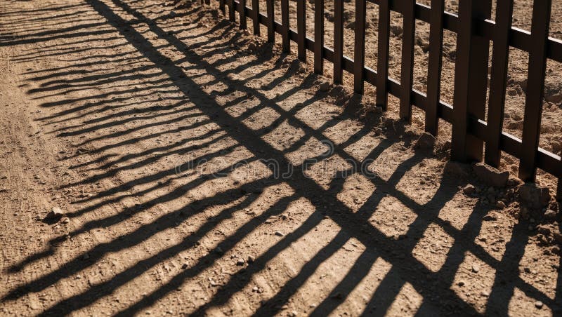 Shadow of a Fence on a Dirt Path Stock Illustration - Illustration of ...