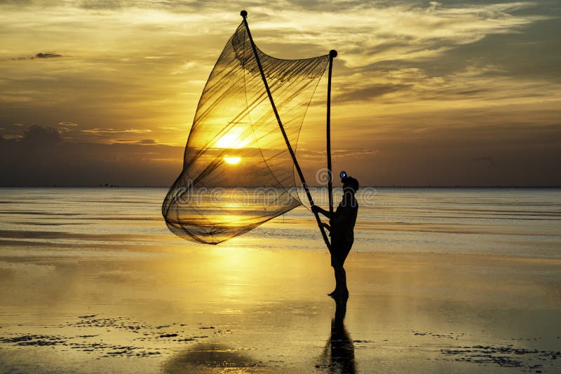 Shadow Fishermen in the Early Morning Editorial Stock Photo - Image of ...