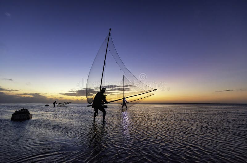 Shadow Fishermen in the Early Morning Editorial Stock Photo - Image of ...