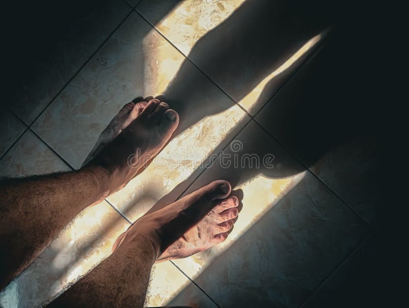 A Shadow on the Floor of a Person Facing Away from the Sun Stock Image ...