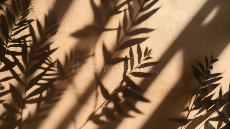 Shadow of Floral Patterns Cast Over a Beige Wall Stock Image - Image of ...