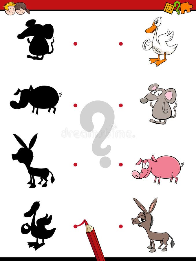 Shadow game with animals stock vector. Illustration of solution - 83551775