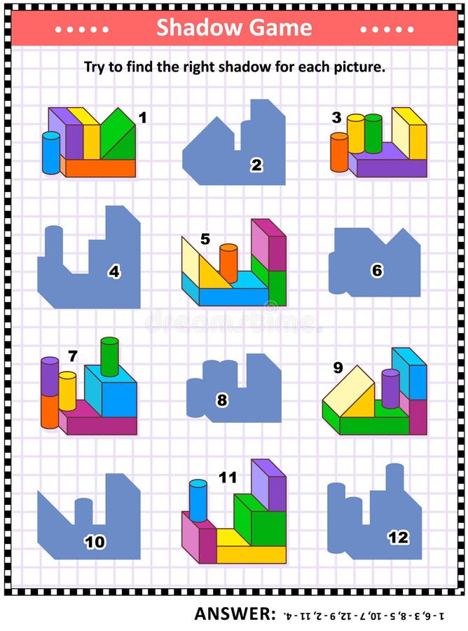 Shadow Game with Apples, Ice Cream and Watermelon Slices Stock Vector ...