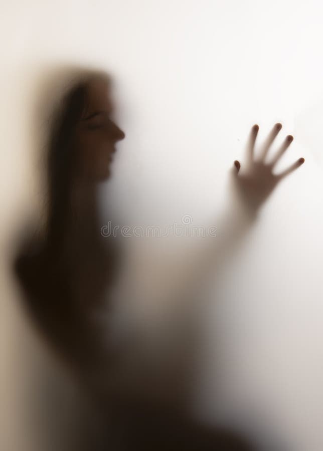 A Shadow of a Girl Behind Transparent Paper Stock Image - Image of ...