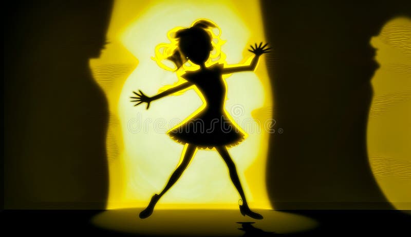 Shadow of Girl Dancing in Front of Light. Generative AI Stock ...