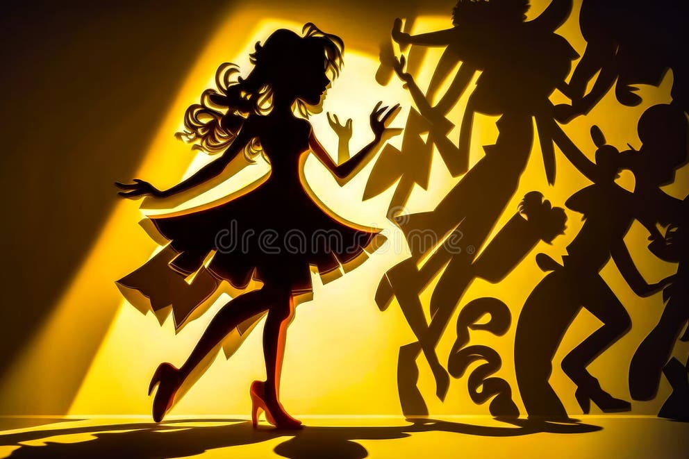 Shadow of Girl Dancing in Front of Wall. Generative AI Stock ...
